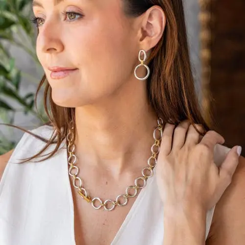 LONI PAUL JEWELRY Mixed Metal Sculpted Circle Earrings