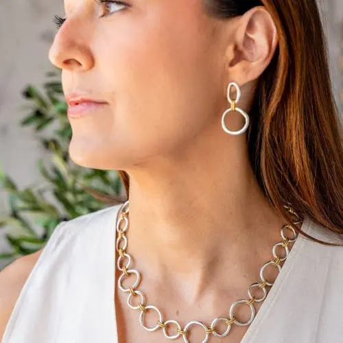 LONI PAUL JEWELRY Mixed Metal Sculpted Circle Drop Earrings