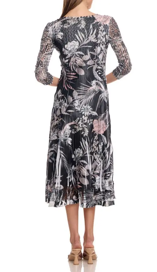 Komarov Tea Length Dress With Lace Details