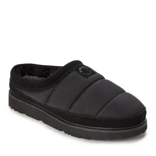 DEARFOAMS Fireside Grafton Sport Nylon Puff Clog Water Resistant Slippers - Black