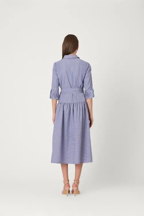 Shoshanna Embroidered Pinstripe Caldwell Dress