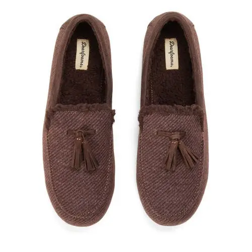 DEARFOAMS Perkins Moccasin Slippers With Tassel Detail - Coffee