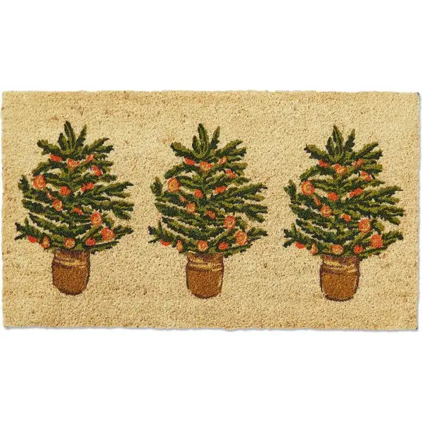 TAG Citrus Tree Coir Door Mat Everyday Multicolor Easy Clean - Multicolored