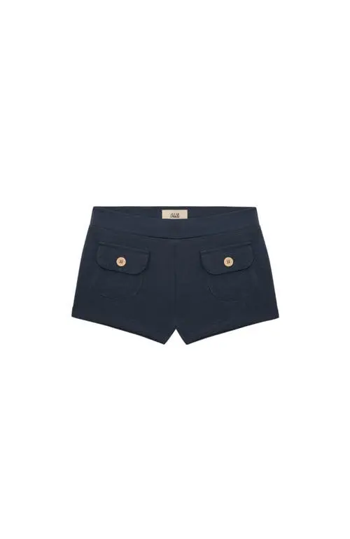 ODDLI Button Detail Mini Shorts - Navy