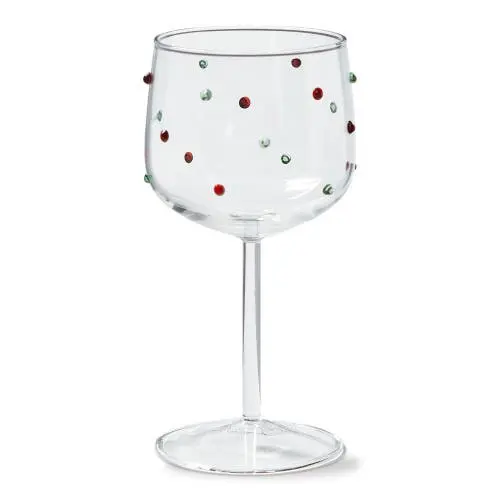 TAG Christmas Dottie All Purpose Wine Glass Borosilicate Multi 3.35x7.08 - Clear