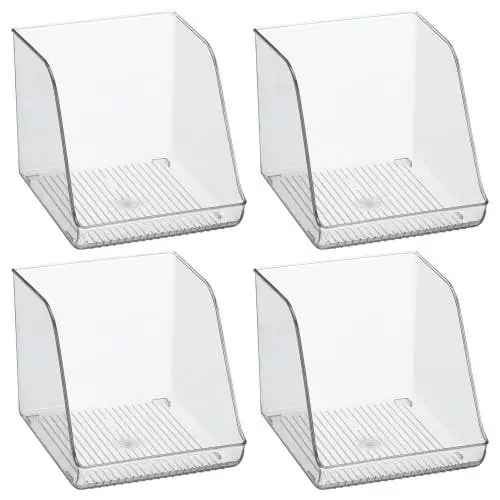 IDESIGN Plastic Water Bottle Organizer For Fridge Bottle Holder For Kitchen And Pantry 4-pack - Clear