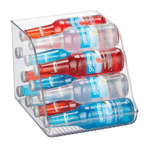IDESIGN Plastic Water Bottle Organizer For Fridge Bottle Holder For Kitchen And Pantry 4-pack