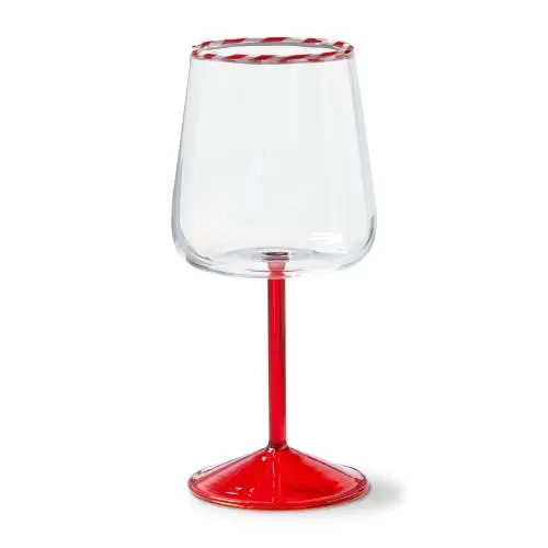TAG Peppermint Stripe All Purpose Wine Glass Red Multi Borosilicate 3.46x7.75 In Christmas
