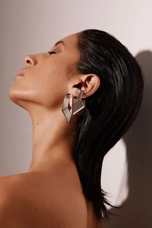 NAYIBE WARCHAUSKY JEWELRY Oblique Drop Earrings In 24k And Palladium Plated Brass - Silver