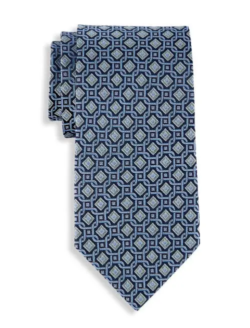 OAK HILL PREMIUM BY DXL Geometric Silk Neck Tie - Navy