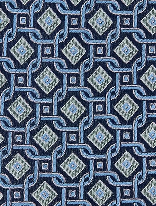 OAK HILL PREMIUM BY DXL Geometric Silk Neck Tie - Navy