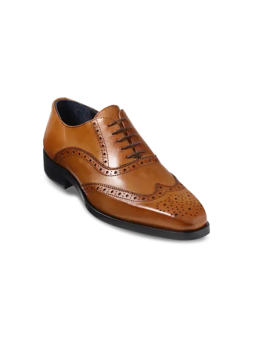 PAUL FREDRICK Leather Wing Tip Oxford Shoes