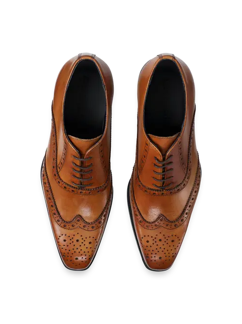 PAUL FREDRICK Leather Wing Tip Oxford Shoes