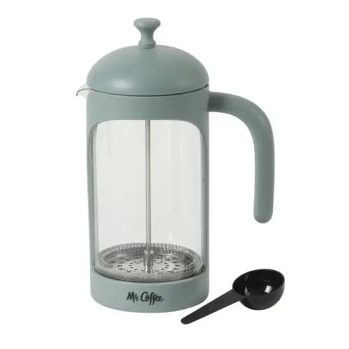 MR. COFFEE Retro Brew 31 Oz Borosilicate Glass Coffee Press - Teal
