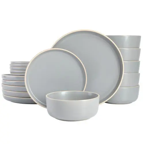 GIBSON HOME Zuma 18 Piece Dinnerware Set - Grey