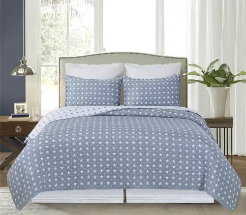 C&F HOME Chambray Star 3-piece Coverlet Bedding Set