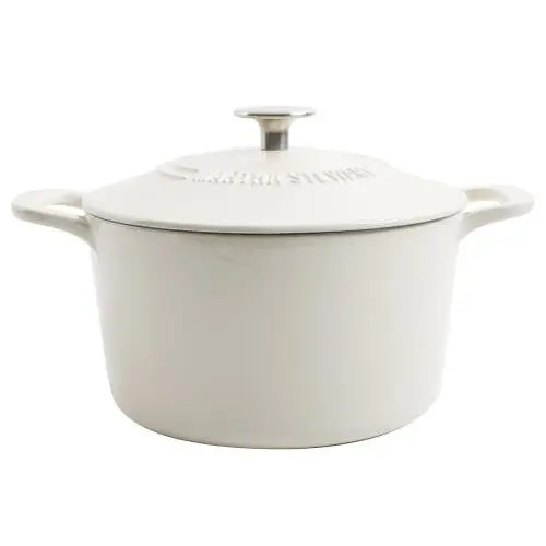 MARTHA STEWART Gatwick 7-quart Enameled Cast Iron Dutch Oven With Lid - Linen/silver