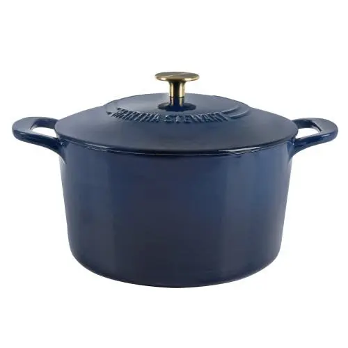 MARTHA STEWART Gatwick 7-quart Enameled Cast Iron Dutch Oven With Lid - Navy