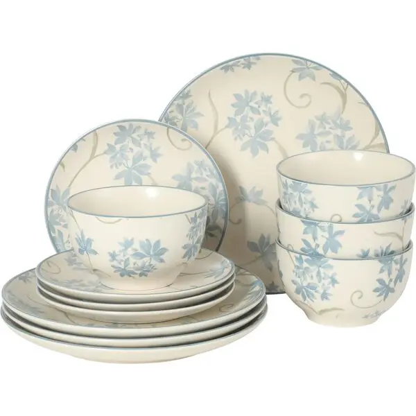 GIBSON HOME Admiral Hall 12-piece Matte Stoneware Dinnerware Set - Blue