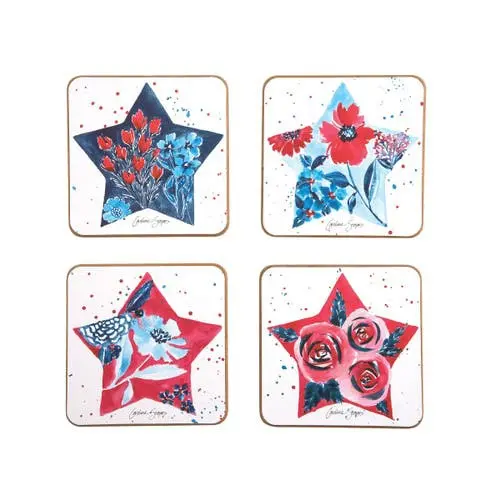 C&F HOME 4th Of July Stars Set Of 4 Coaster Set 4