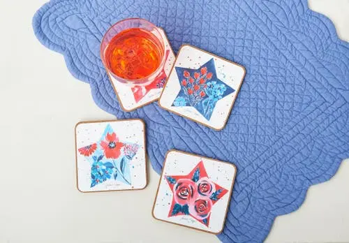 C&F HOME 4th Of July Stars Set Of 4 Coaster Set 4