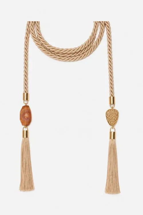 DANIELA MILLAN JEWELRY Silk Tassel Belt - Beige