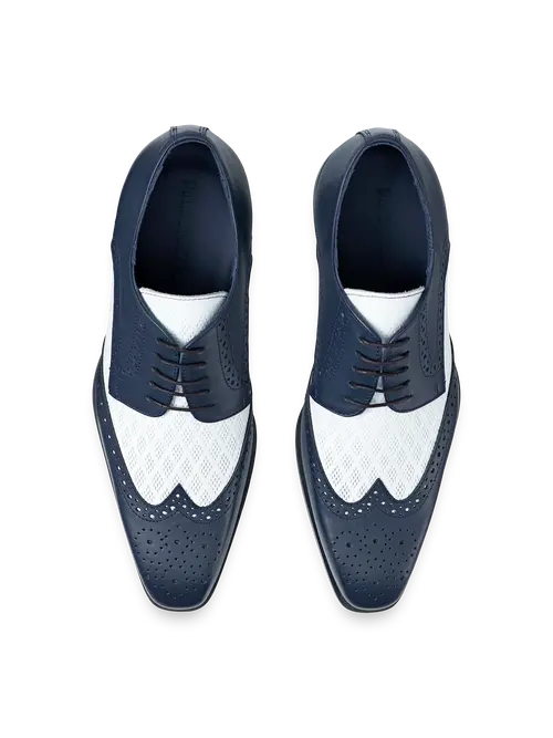 PAUL FREDRICK Leather Wing Tip Derby Shoes