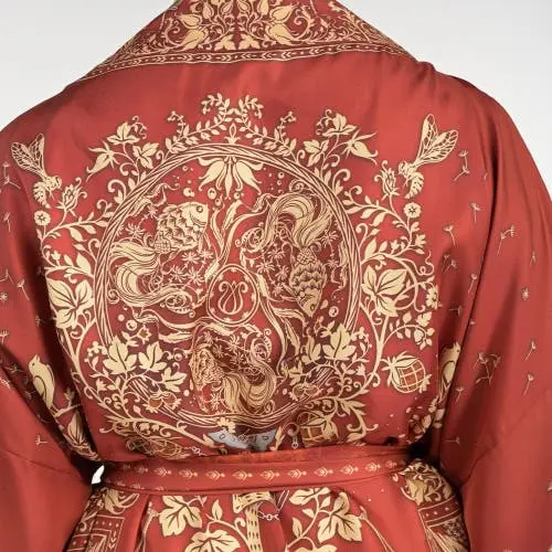 SILK&SOUL Tree Of Life Silk Robe - Orange