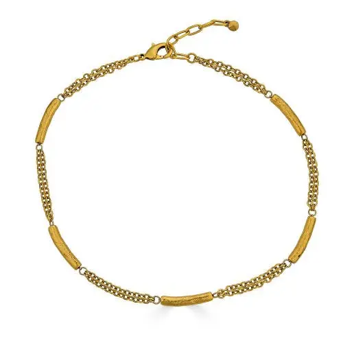 LONI PAUL JEWELRY Tube Bead Station Necklace - Gold