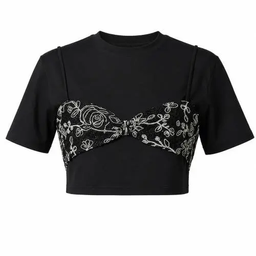 SAN MALO Cropped Lace Bikini T-shirt