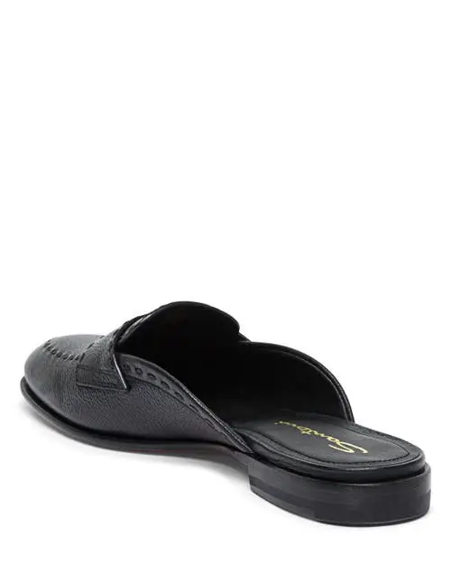 Santoni Granato Leather Mule - Black
