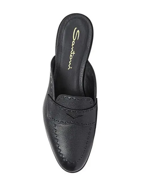 Santoni Granato Leather Mule - Black