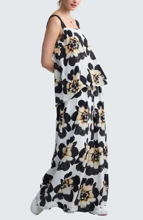 LUUKAA Elvina Floral Print Wide-leg Pants