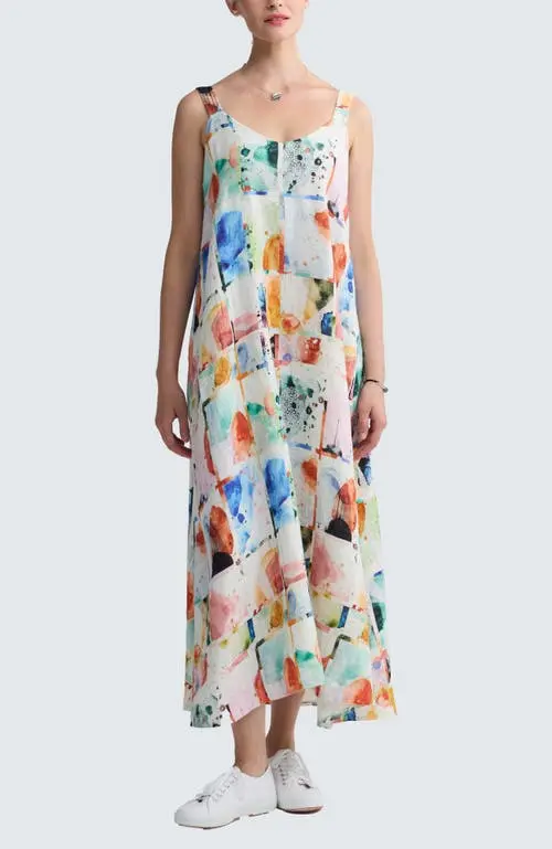 LUUKAA Avelyn Painterly Print Linen Maxi Dress