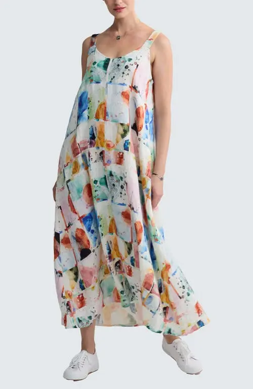 LUUKAA Avelyn Painterly Print Linen Maxi Dress