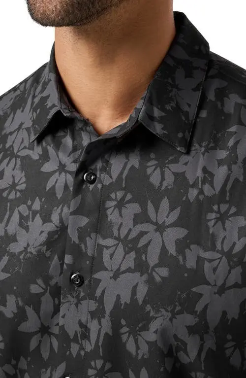 Travis Mathew Techwoven Founder Floral Short Sleeve Performance Button-up Shirt