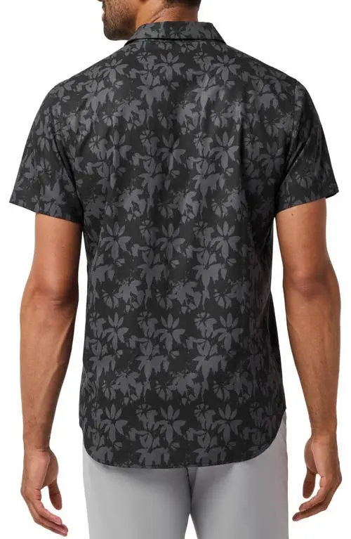 Travis Mathew Techwoven Founder Floral Short Sleeve Performance Button-up Shirt