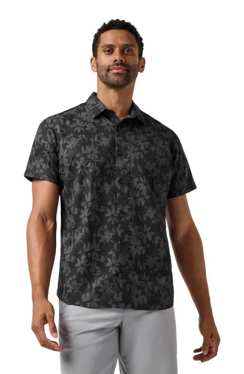 Travis Mathew Techwoven Founder Floral Short Sleeve Performance Button-up Shirt
