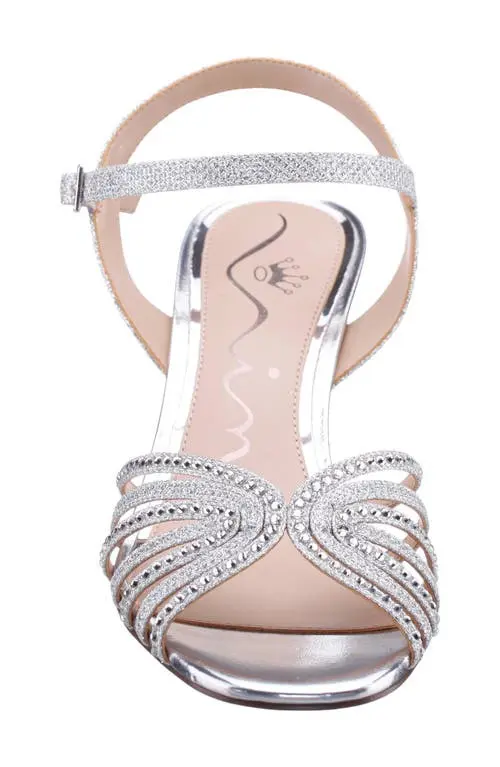 Nina Bryna Embellished Ankle Strap Sandals - Silver