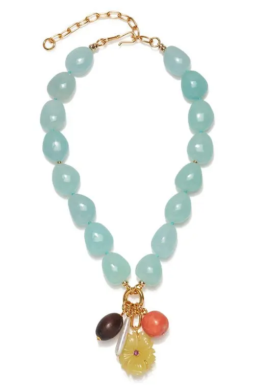 LIZZIE FORTUNATO Cordoba Jade & Freshwater Pearl Charm Necklace - Aqua Multi