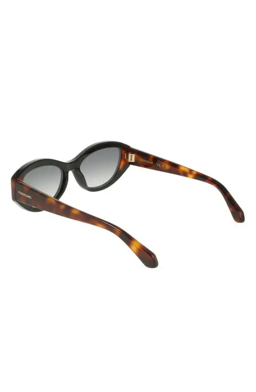 FERRAGAMO 55mm Oval Sunglasses - Black/tortoise