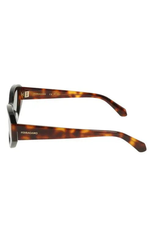 FERRAGAMO 55mm Oval Sunglasses - Black/tortoise