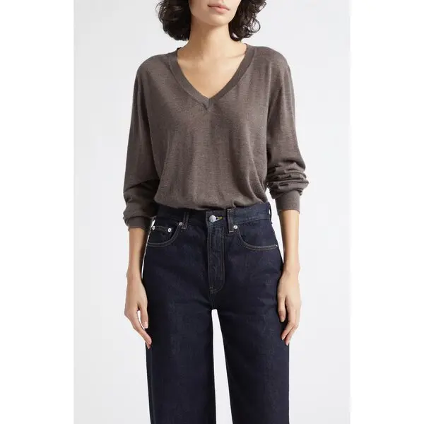 Johnstons Of Elgin Beatrice Superfine Cashmere V-neck Sweater - Ash