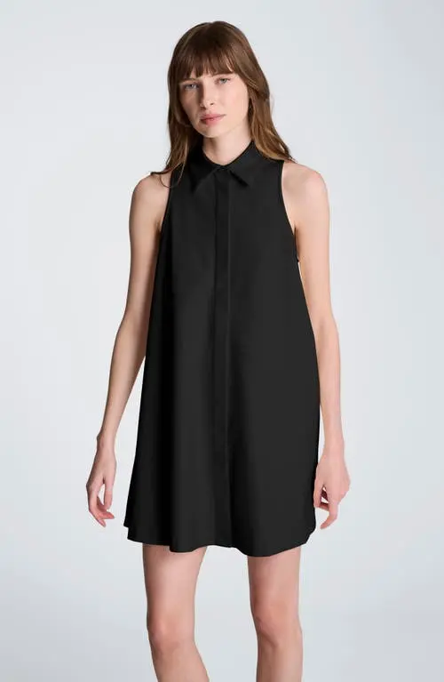 KENNETH COLE Sleeveless Faux Leather Trapeze Minidress - Black