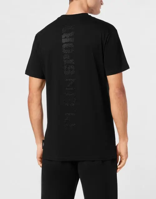 PLEIN SPORT Cotton T-shirt Round Neck Ss Lamina Scratch - Black/black