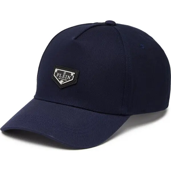 Philipp Plein Baseball Cap With Plaque Detail - Navy