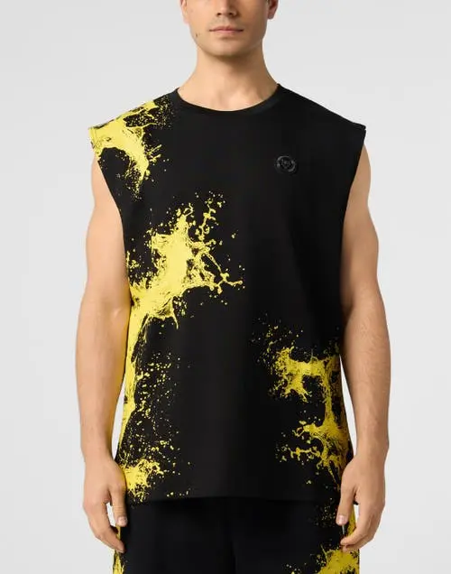 PLEIN SPORT Splash Graphic Tank Top - Black