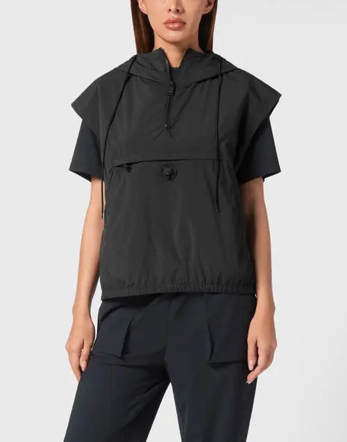 PLEIN SPORT Hooded Zip-up Vest - Black