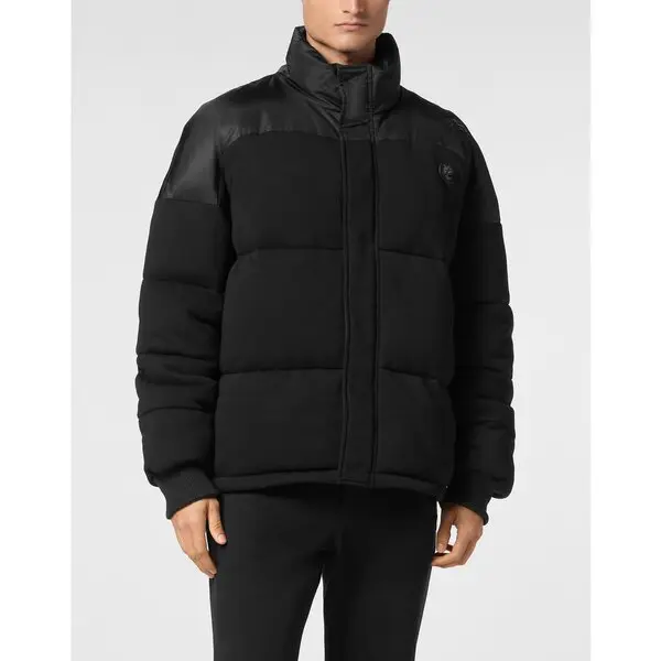 PLEIN SPORT Hybrid Jersey Puffer Jacket - Black
