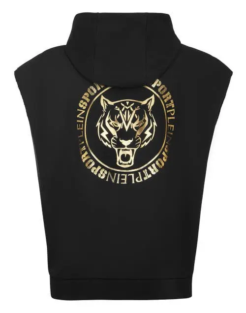 PLEIN SPORT Sleeveless Hooded Sweatshirt With Signature Branding